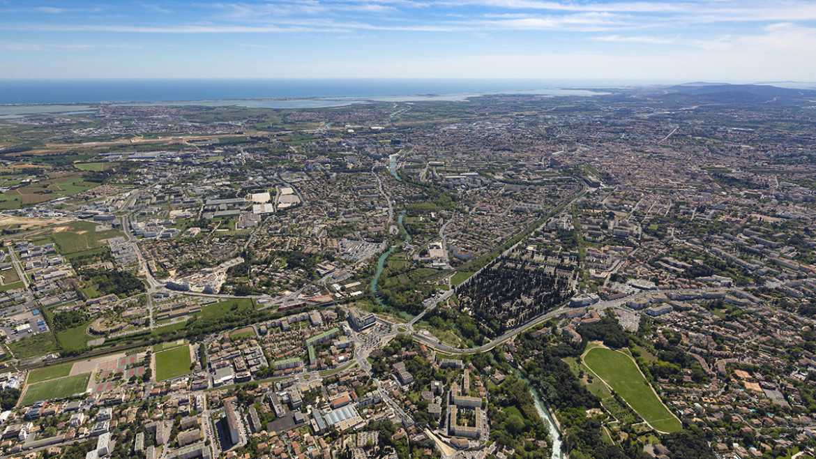 Photographie aérienne de la ville de Montpellier – DRONESTUDIO
